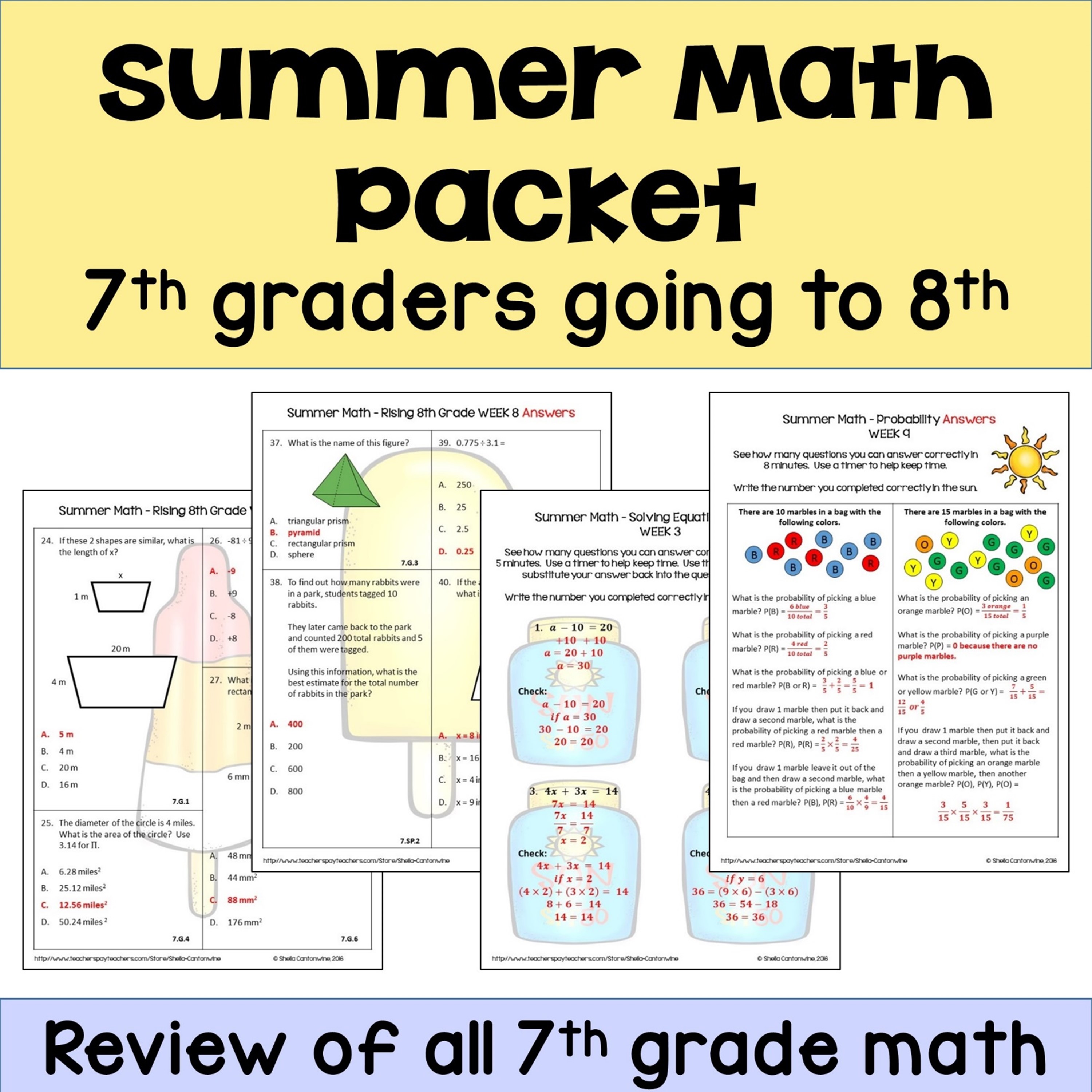 Summer Math Activities For Incoming 8th Graders