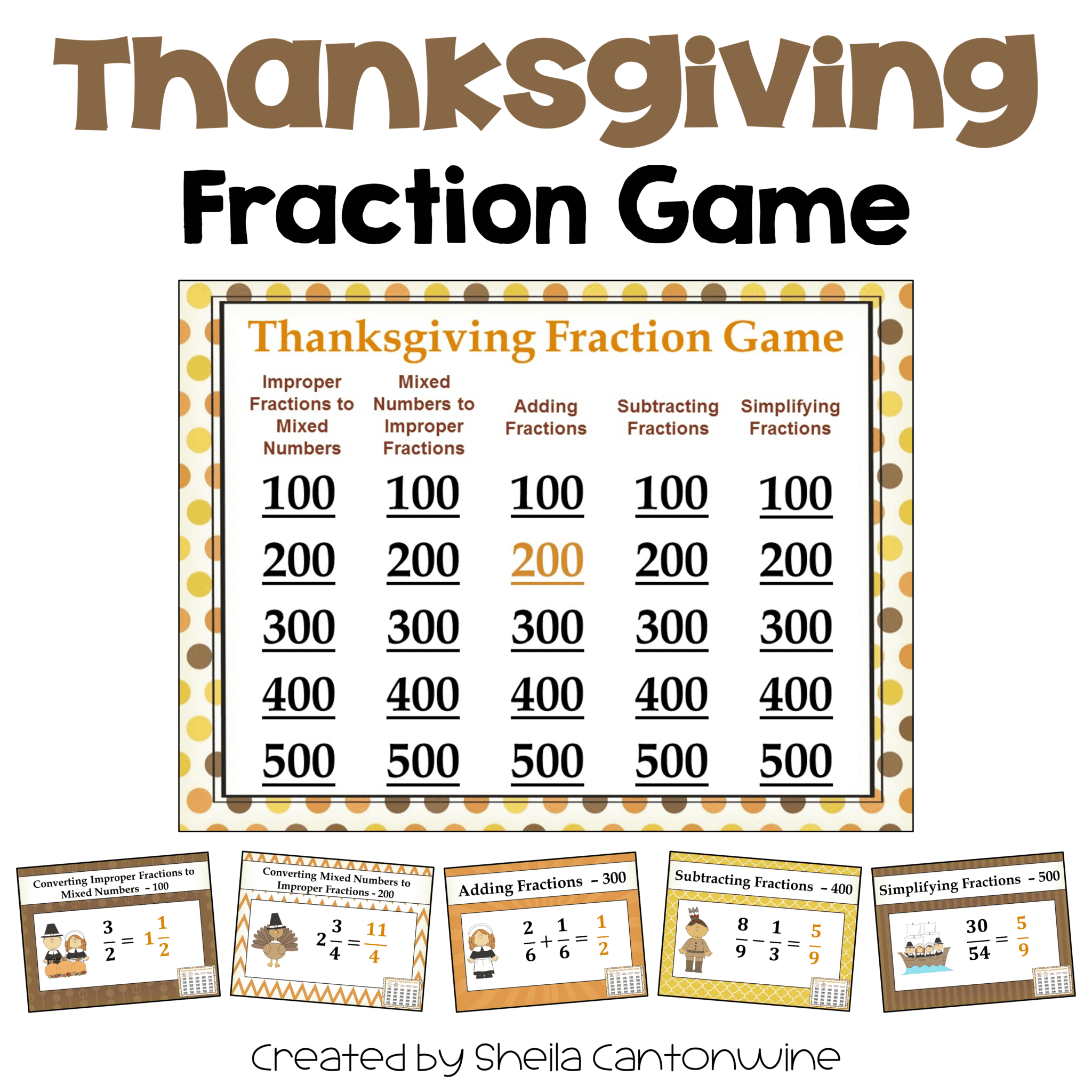 Thanksgiving Activities for Upper Elementary Math - Sheila Cantonwine